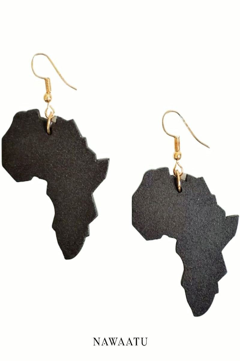 Wooden African Map Earrings– Nawaatu